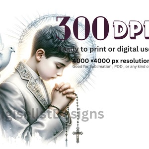 First Communion Boy Clipart , Boy and the Holy Spirit, Watercolor ...