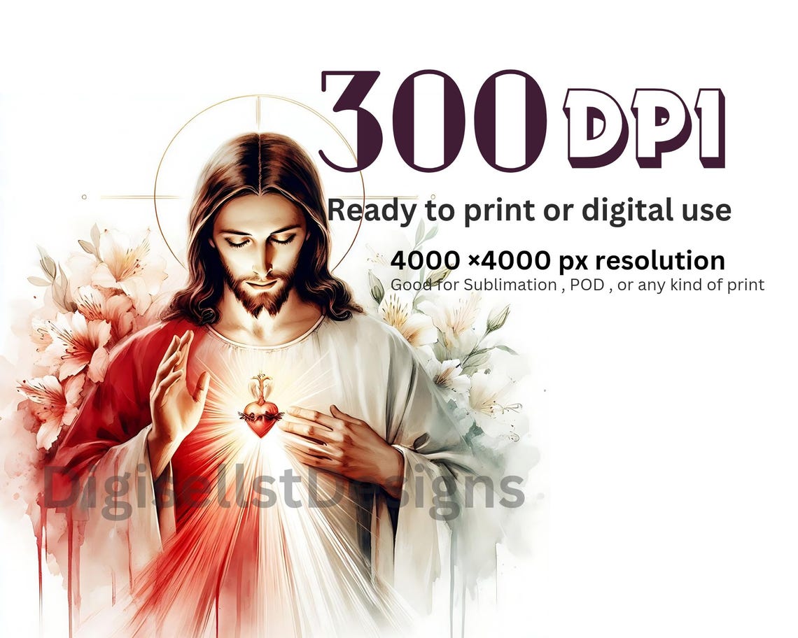 Sacred Divine Mercy Clipart, Sacred Heart and Mercy Design for ...