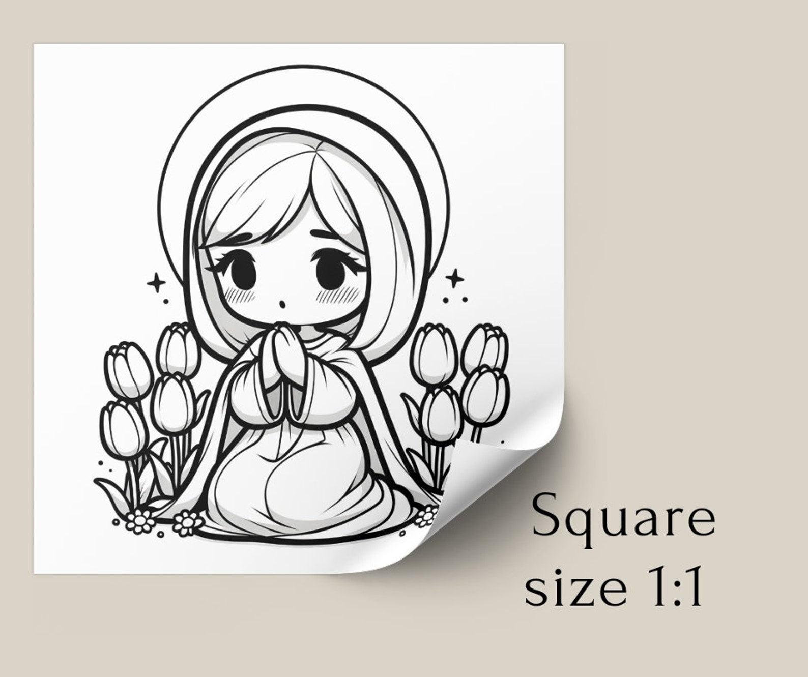 Mother Mary Coloring Page Clipart , Printable Coloring Book Page ...