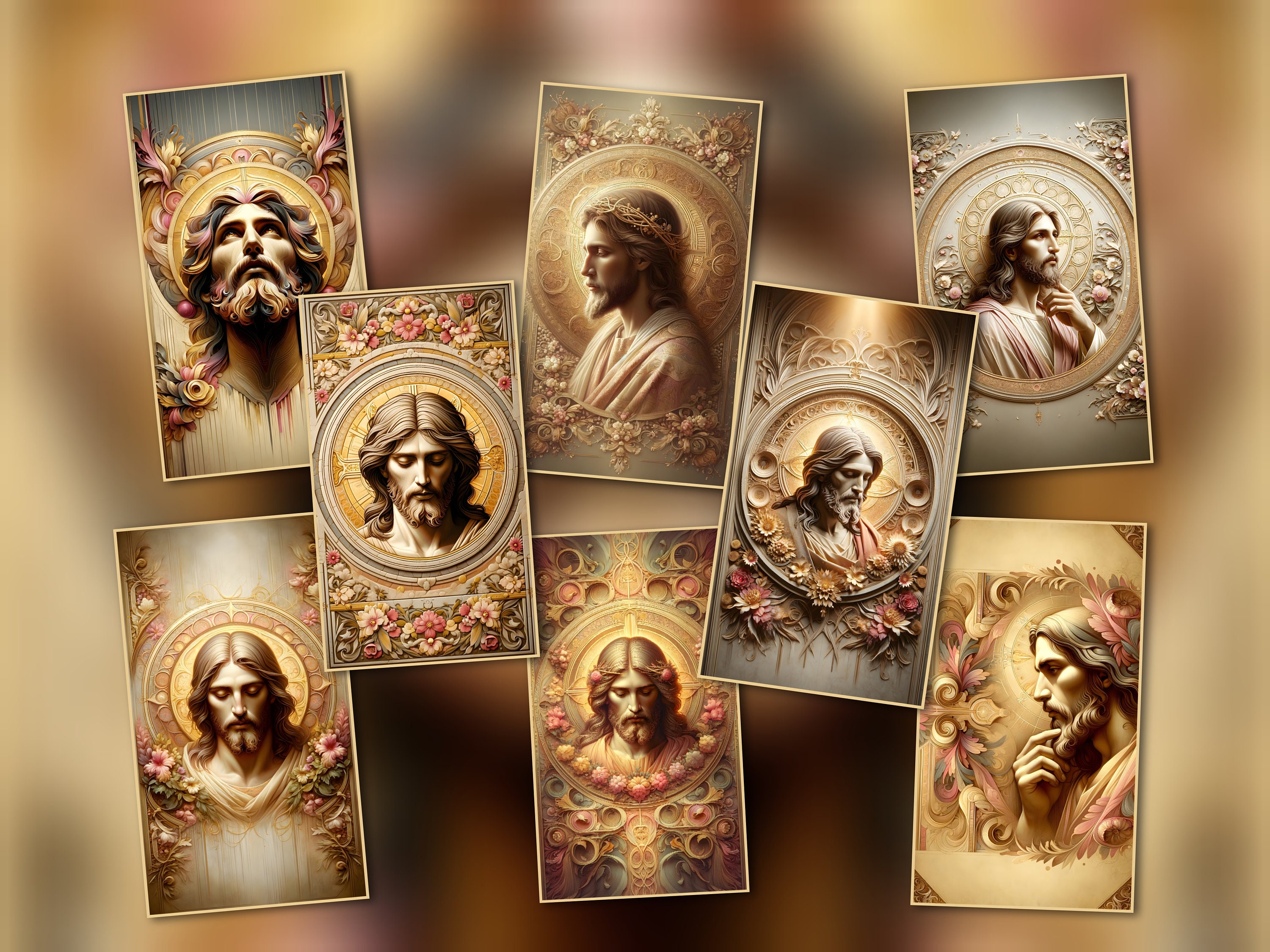 Elegant Jesus Prayer Card, Digital Download, Golden Pink Theme , Set of ...