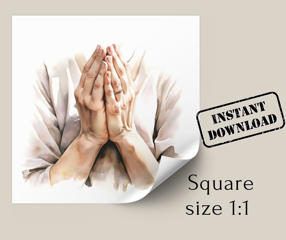 Praying Hands Clipart , Watercolor Religious Praying, Pastel Color ...