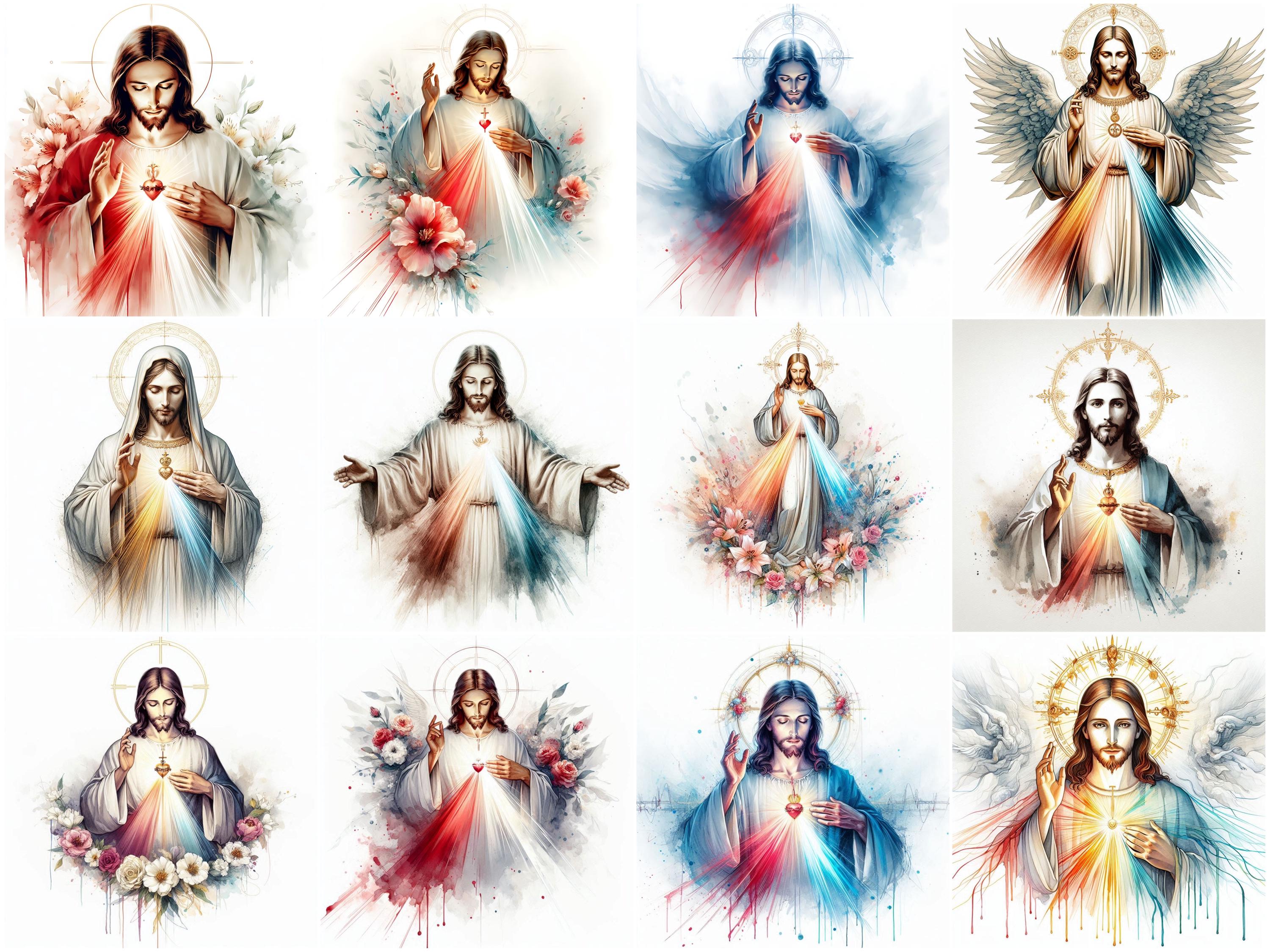 Sacred Divine Mercy Clipart, Sacred Heart and Mercy Design for ...