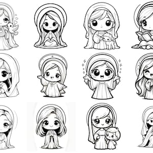 Mother Mary Coloring Page Clipart , Printable Coloring Book Page ...