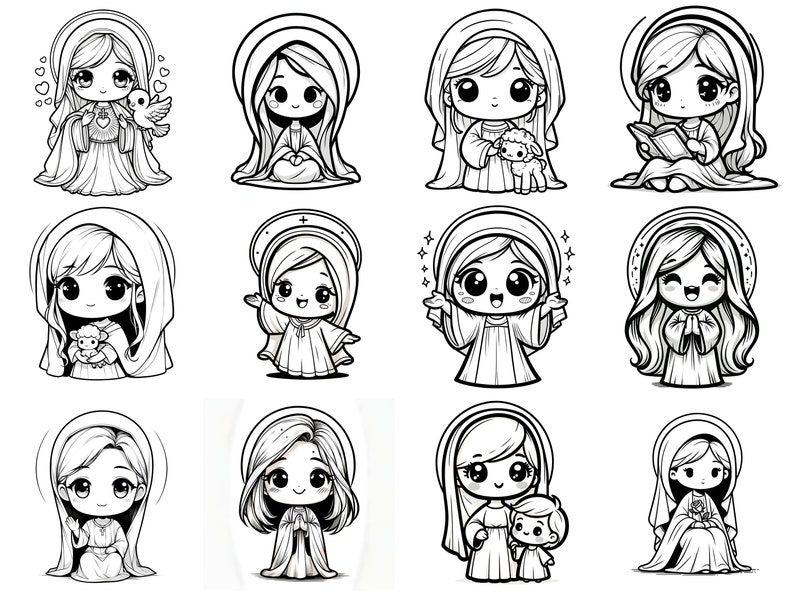 Mother Mary Coloring Page Clipart , Printable Coloring Book Page ...