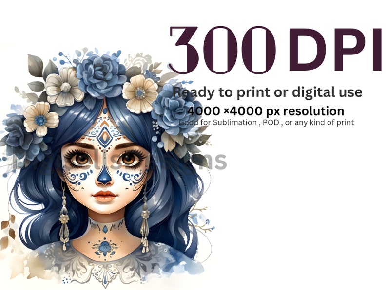 Cute Calavera Girl Face Clipart ,cute Dolls La Catrina Day of the Dead ...