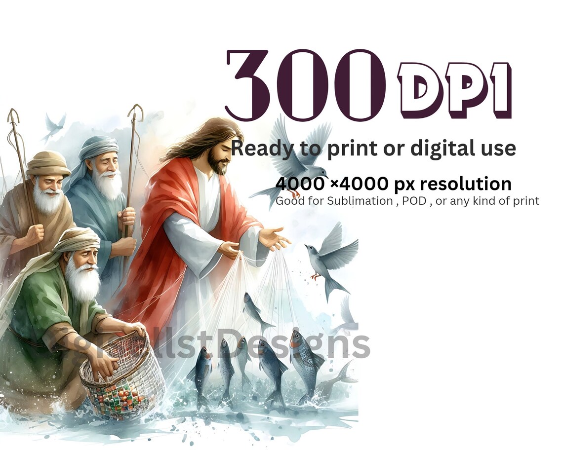 Miraculous Catch of Fish Clipart, Miracles of Jesus , Jesus and ...