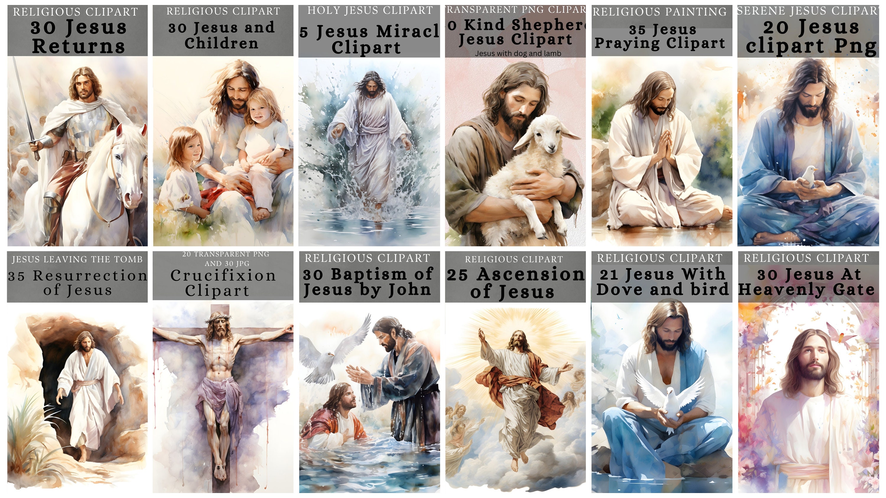 Jesus Mega Bundle Clipart, Christian Megabundle Digital Print ...