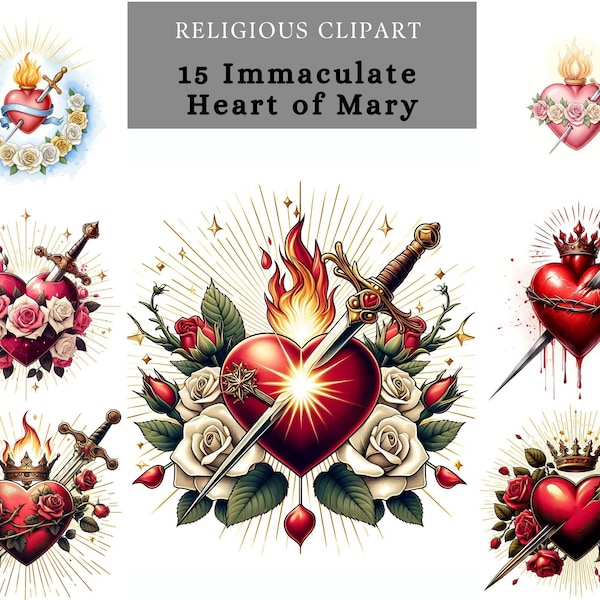 Immaculate Heart of Mary Clipart - Etsy