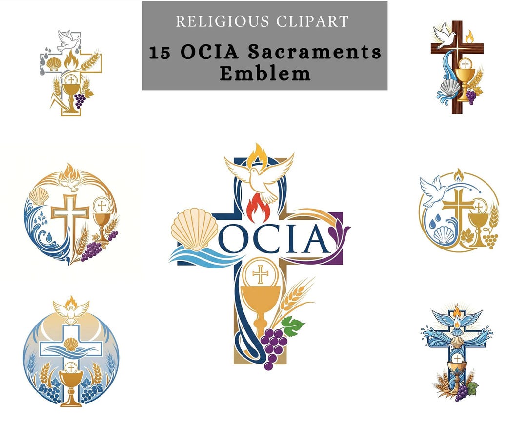 OCIA Sacramental Symbols Clipart, Printable Designs for Baptism, First ...