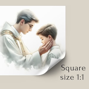 Boy's First Penance Clipart , Boy and Priest , Sacrament of Penance ...
