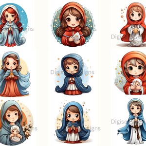 Animated Virgin Mary Clipart , Cartoon Style Mary Portrait, Sticker for ...