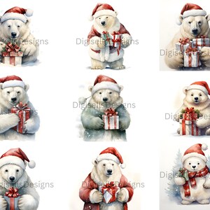 Christmas Polar Bear Clipart Png Polor Bear Holding Christmas Gift PNG ...