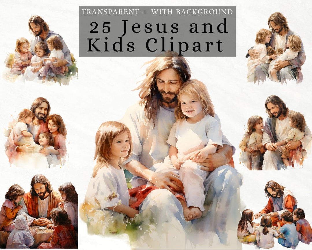 Jesus and Kids Clipart jesus With Kids Bundle Jesus and - Etsy UK