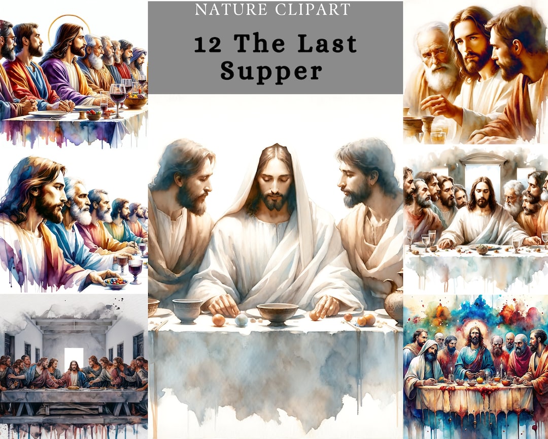 Sacred Supper Clipart, the Last Supper , Divine Feast , Jesus Eating ...