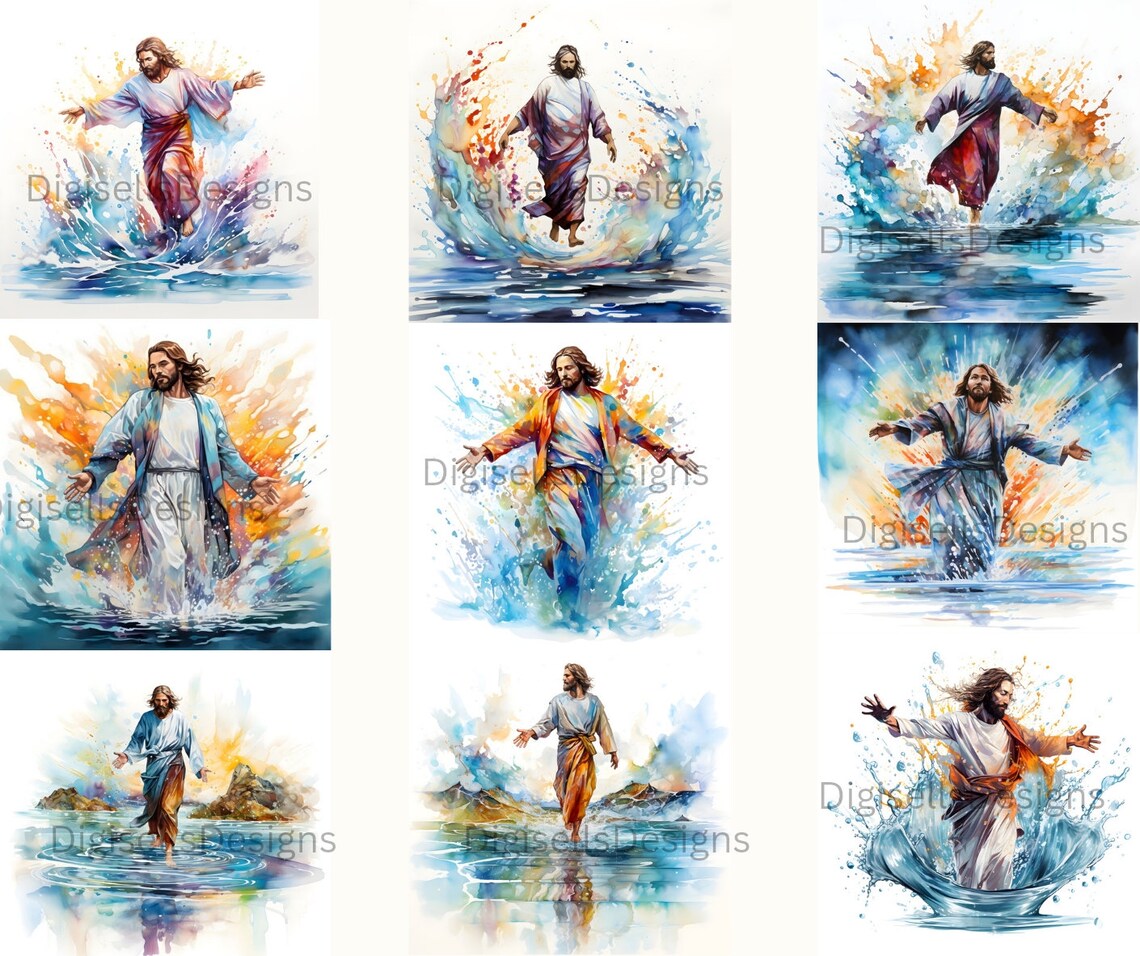 Jesus Walking on Water Clipart , Jesus Holy Miracle Clipart , Christian ...