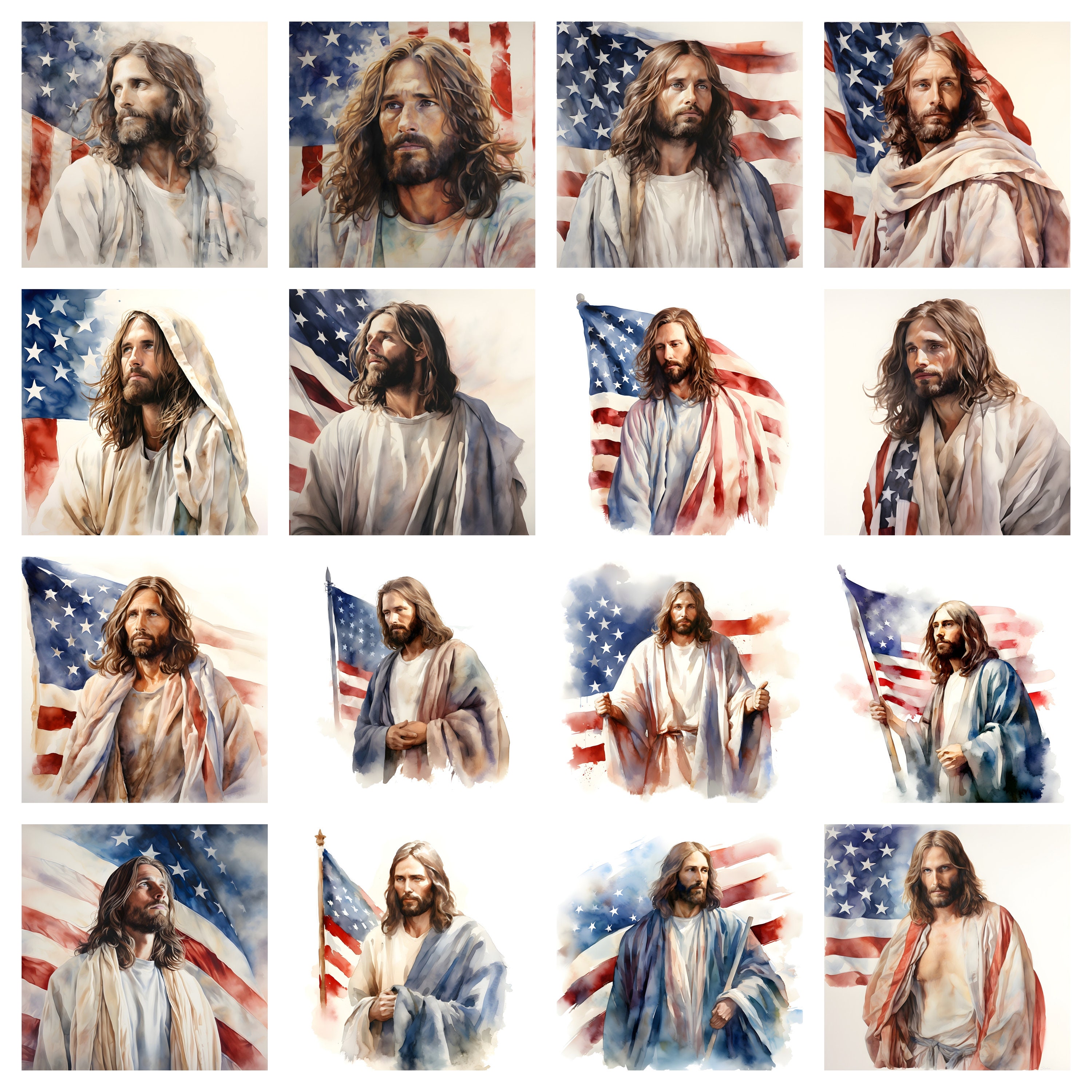 Jesus Loves America Clipart , Jesus From USA , Jesus With American Flag ...