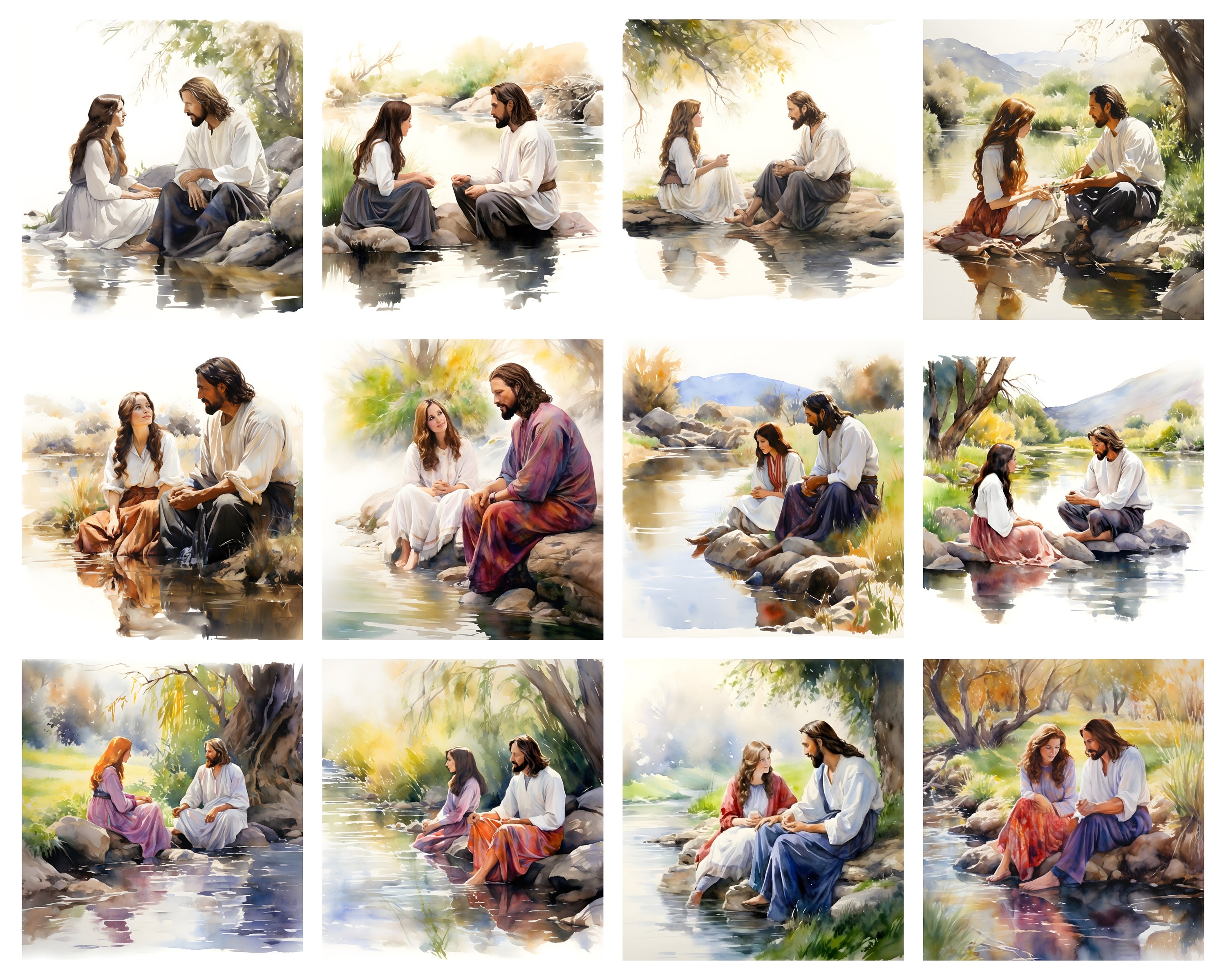 Jesus and Lady Near Brook Clipart , God With Us , Jesus With Us ...