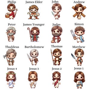 Jesus and 12 Disciples Clipart for Religious Projects, Bible Study ...