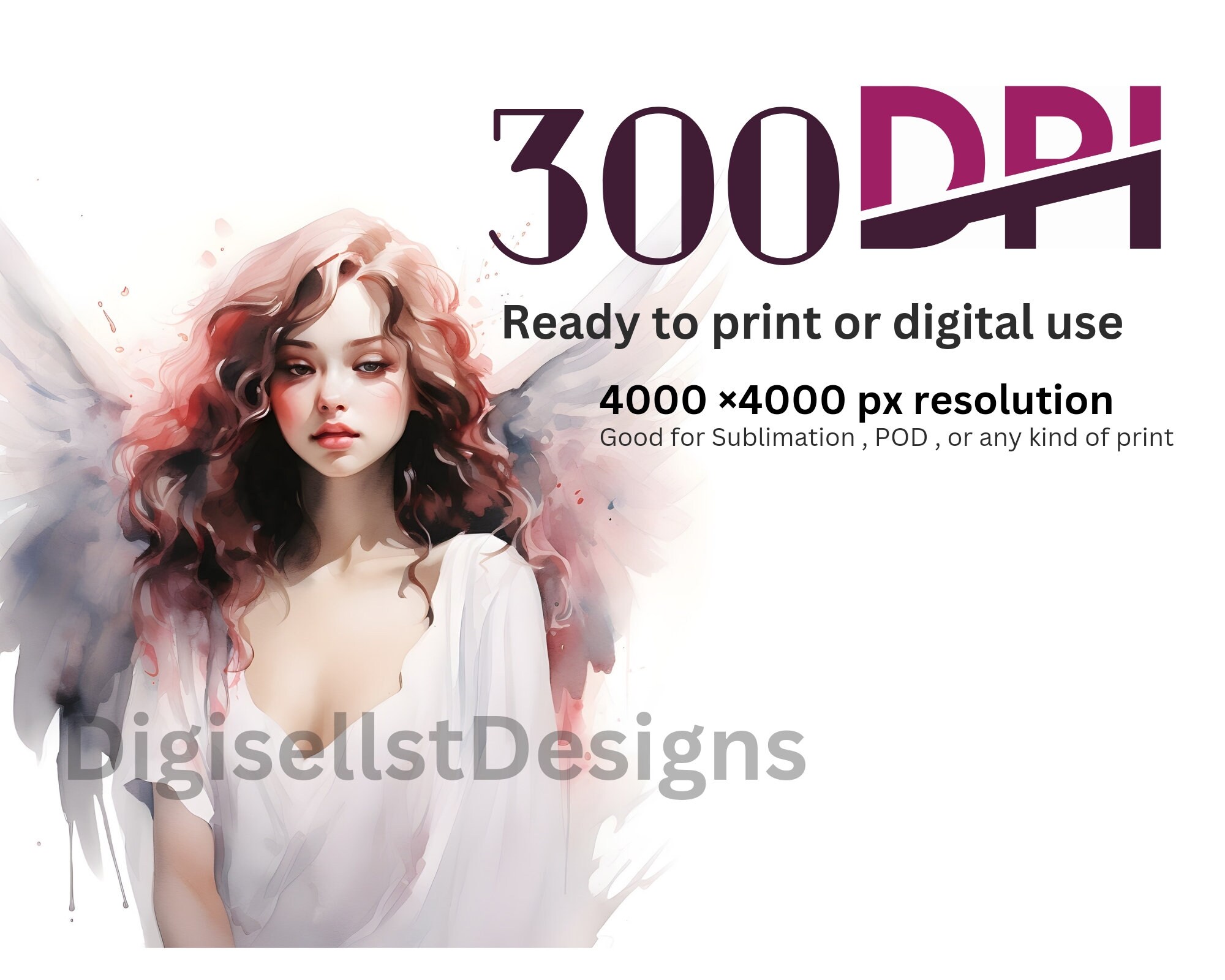 Beautiful Bibilcal Angel Clipart , Female Celestial Angel Design , Cute ...