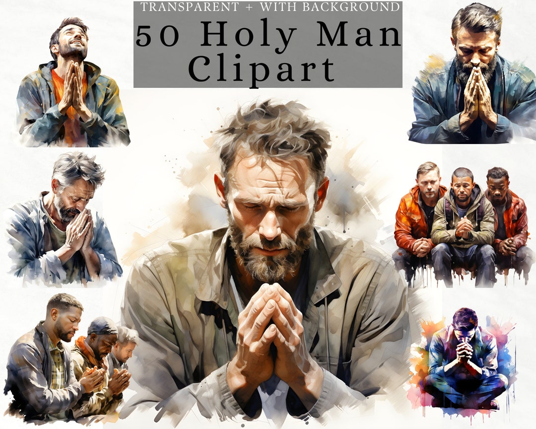Christian Man Praying Clipart , Religious Men Watercolored Transparent ...