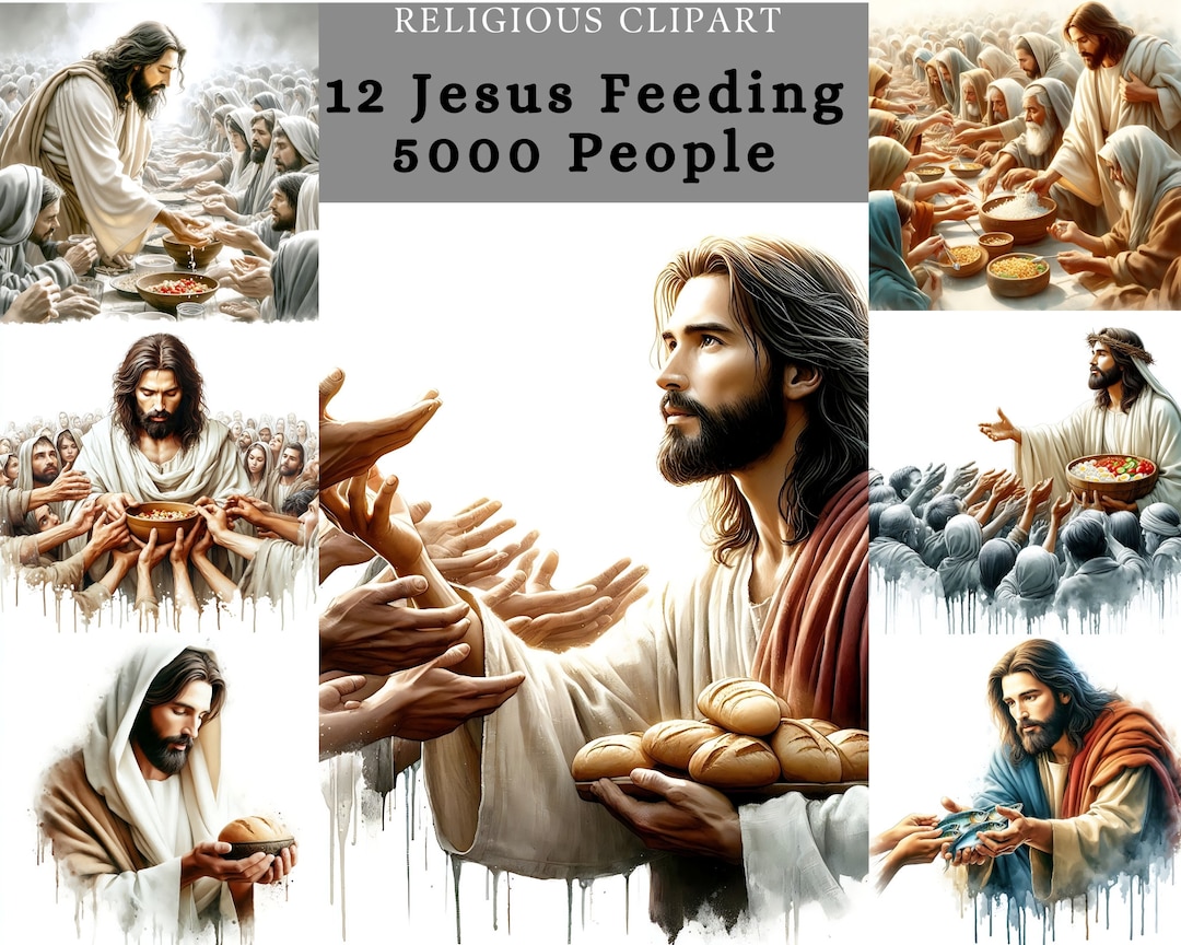 Jesus Feeding 5000 Clipart, Miracle of Jesus, Feeding the Multitude ...