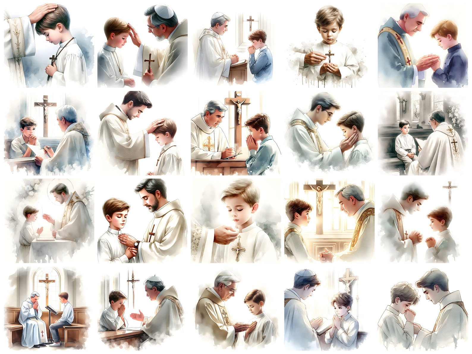Boy's First Penance Clipart , Boy and Priest , Sacrament of Penance ...