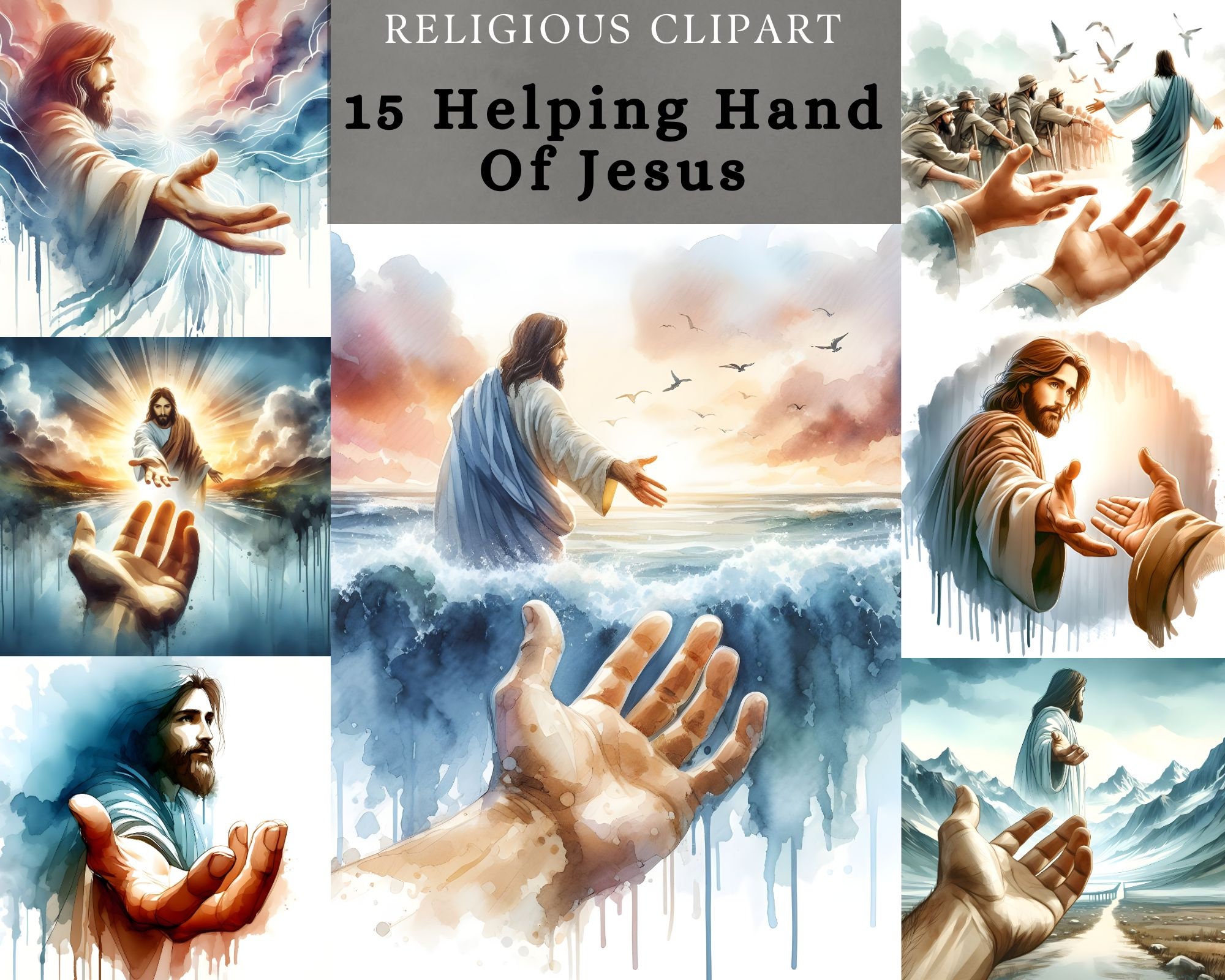 Helping Hand of Jesus Clipart , 15 Watercolor Jesus Clipart Design ...