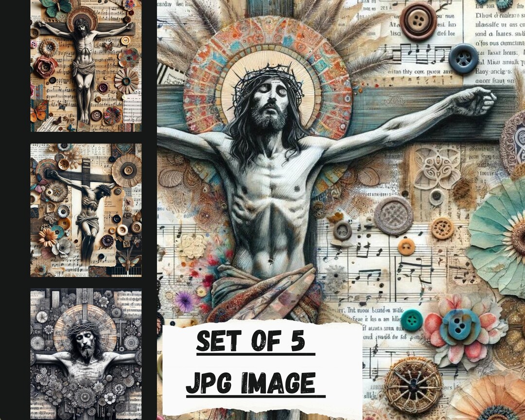 Crucified Jesus Junk Journal Clipart , 3d Digital Image Paper ...