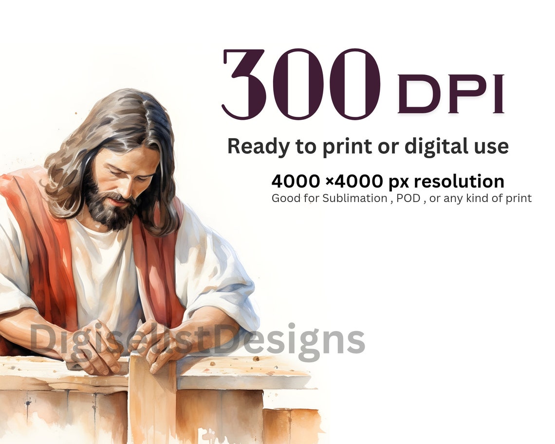 Jesus the Carpenter Clipart , Jesus Doing Wood Work , Watercolor Jesus ...