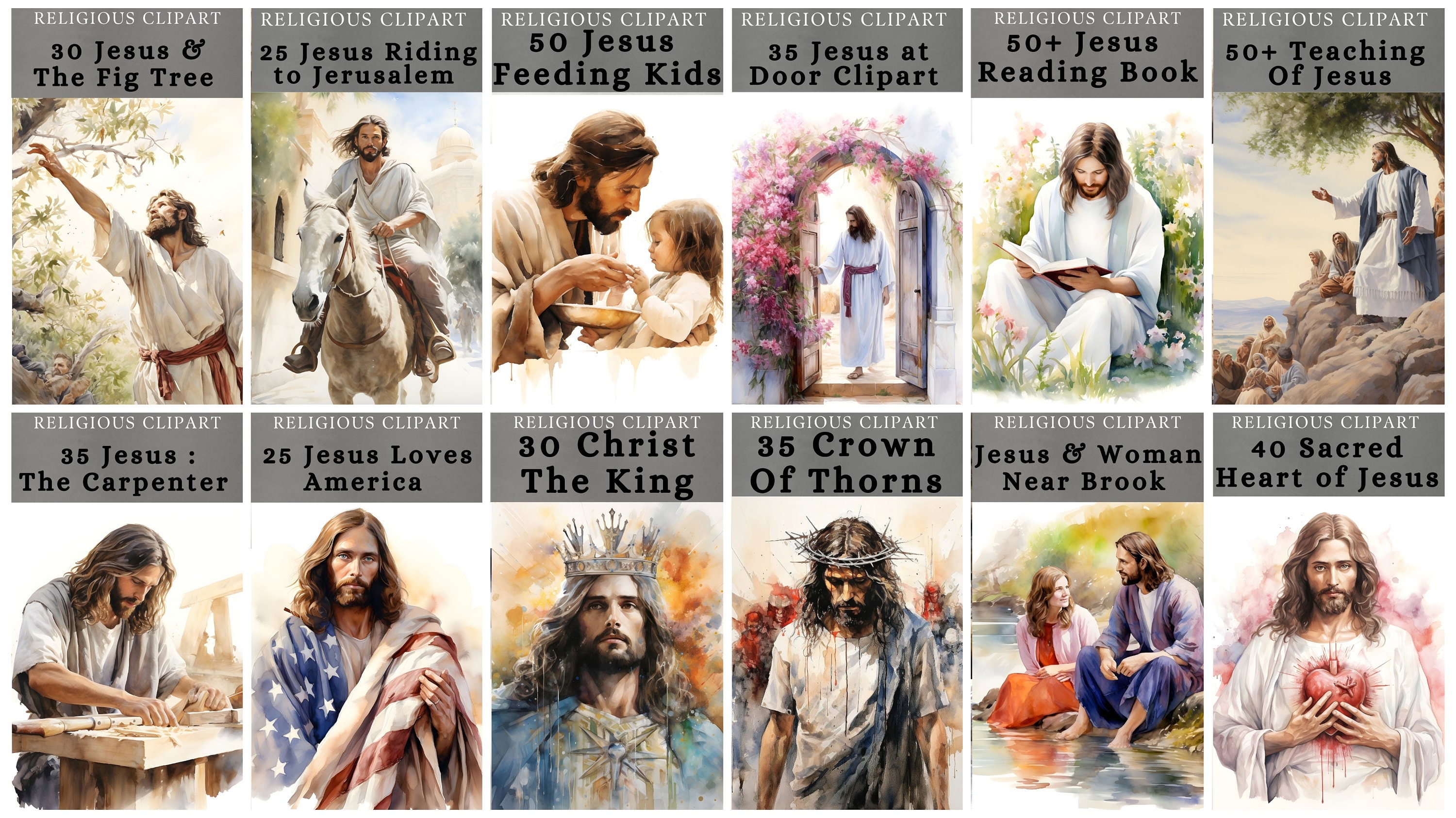 Jesus Mega Bundle Clipart, Christian Megabundle Digital Print ...