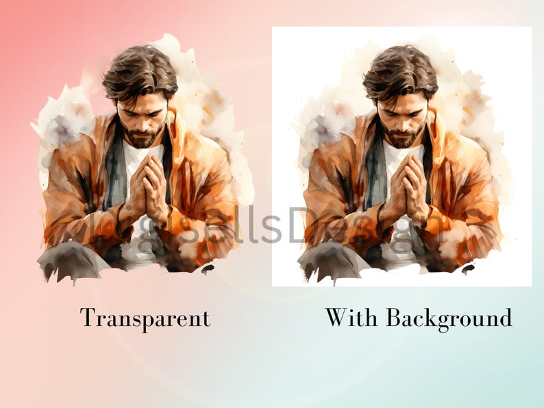 Christian Man Praying Clipart , Religious Men Watercolored Transparent ...