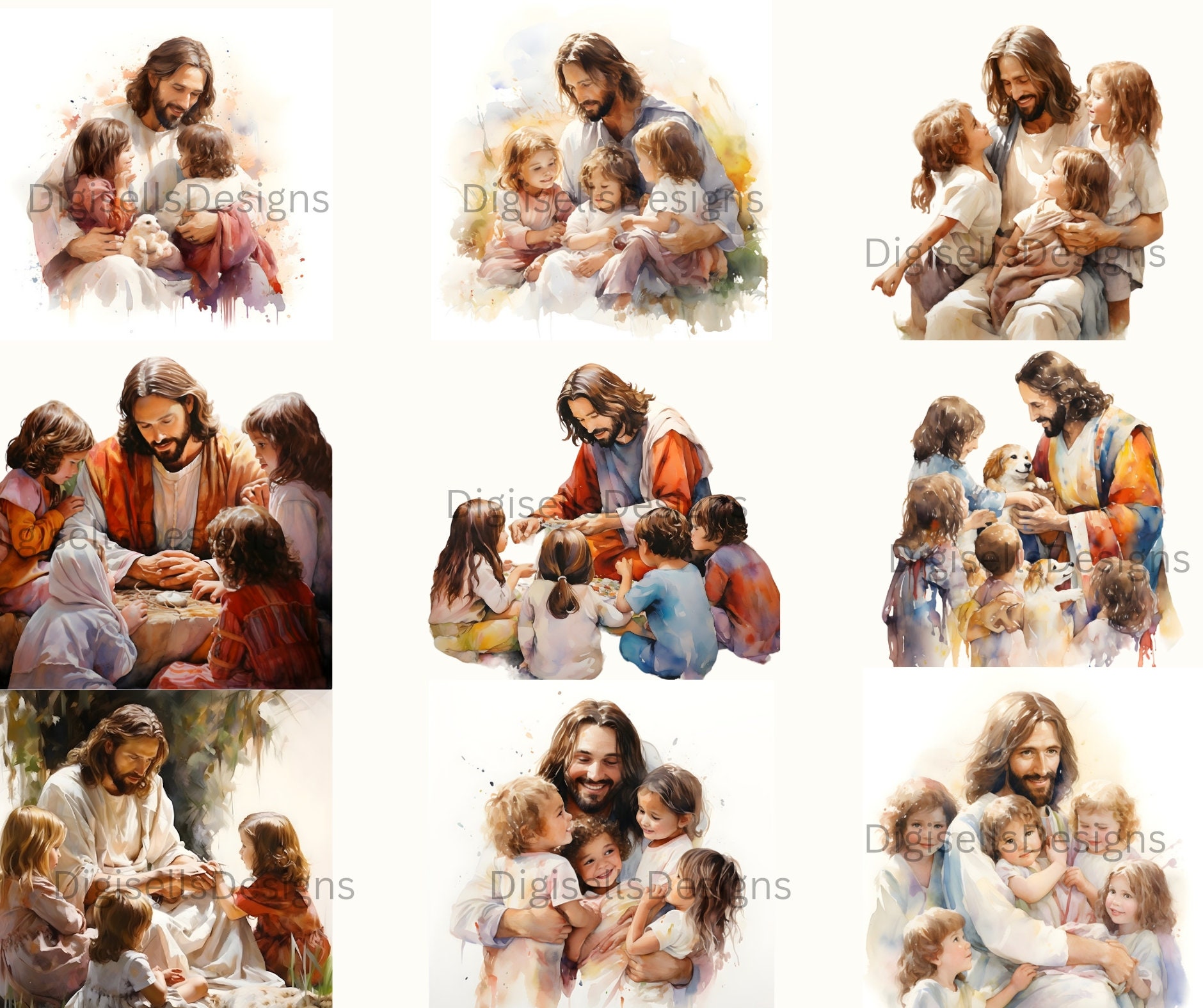 Jesus and Kids Clipart jesus With Kids Bundle Jesus and - Etsy