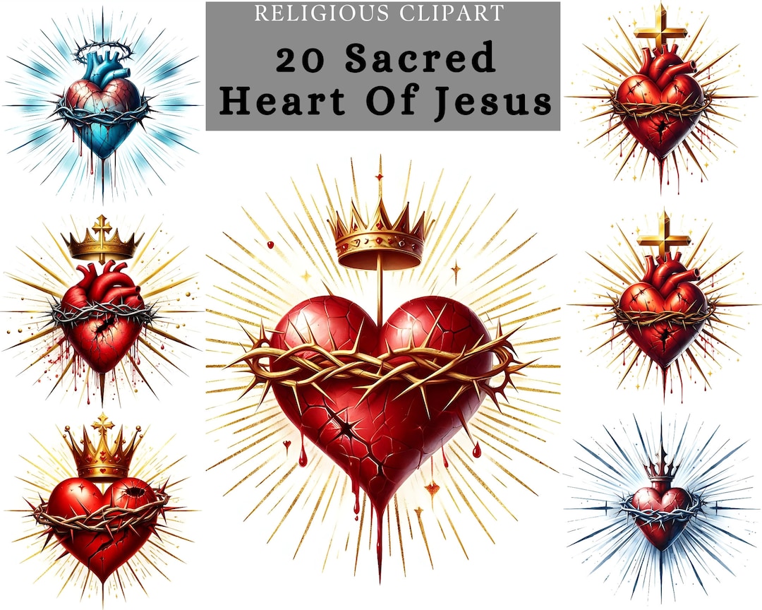 Sacred Heart Clipart , Watercolor Jesus's Heart Clipart Design, Most ...