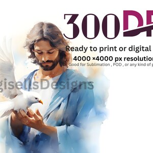 Jesus With Bird Clipart , Jesus in Nature Painting , Calm Jesus With ...