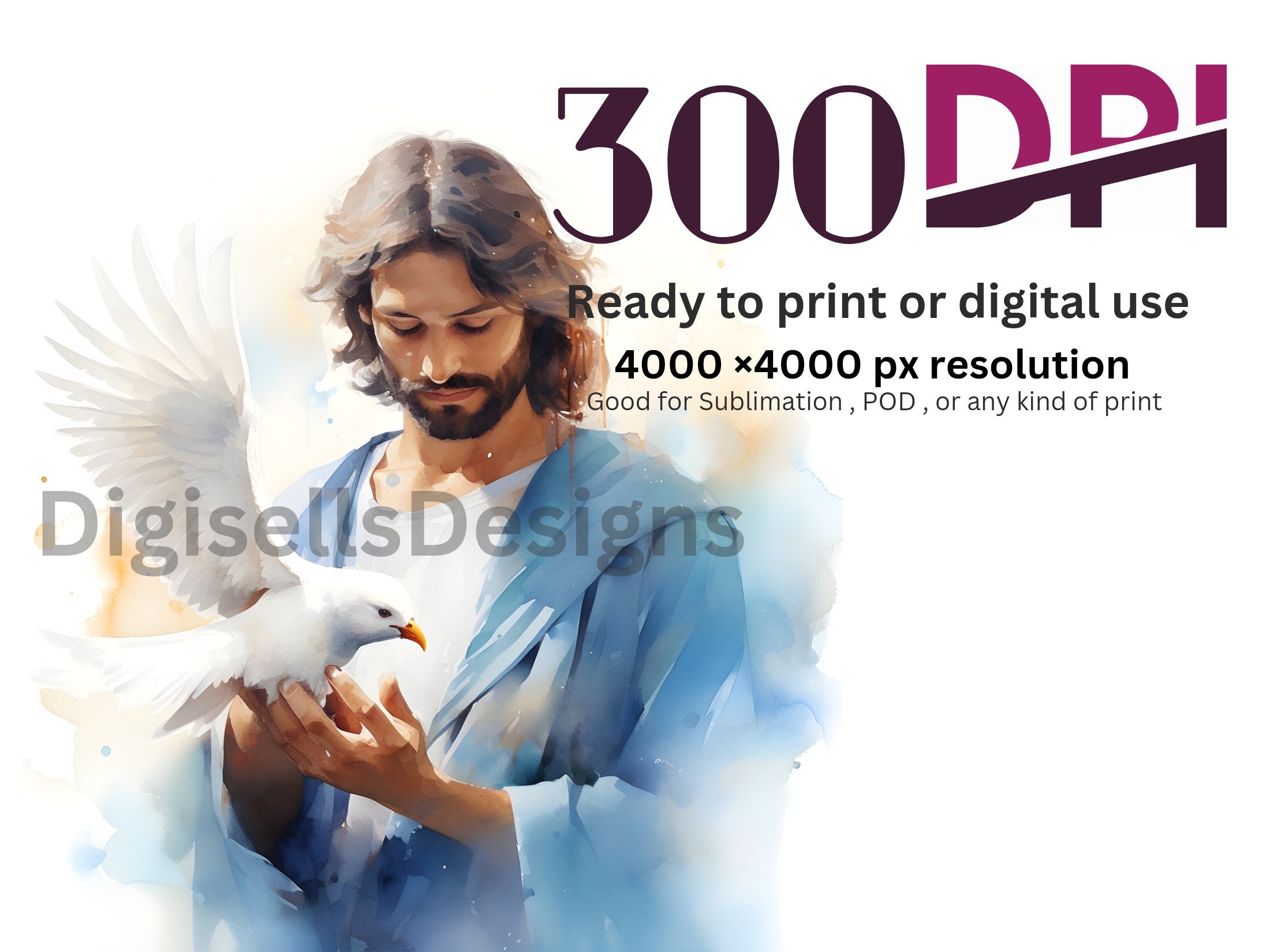 Jesus With Bird Clipart , Jesus in Nature Painting , Calm Jesus With ...