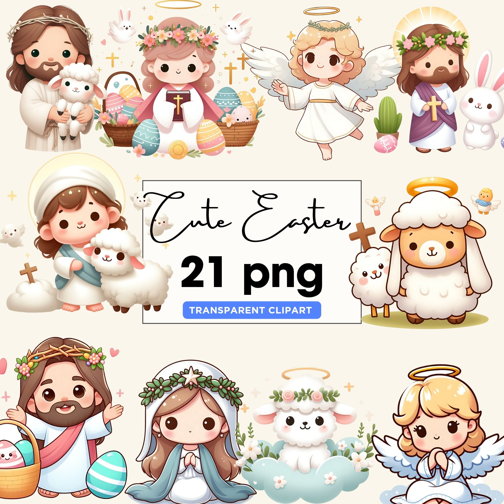 Cute Chibi Easter Clipart PNG, Cartoon Style Transparent Png , Funny ...