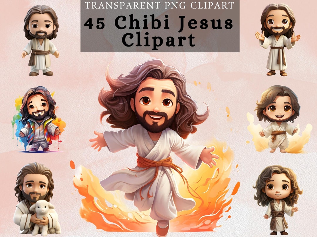 Whimsical Chibi Jesus Clipart PNG, 3d Cartoon Style Jesus Portrait ...