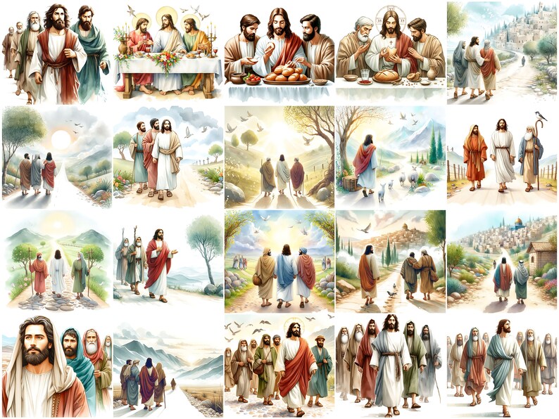 Road to Emmaus Clipart, Miracles of Jesus , Jesu Walking With Devoties ...