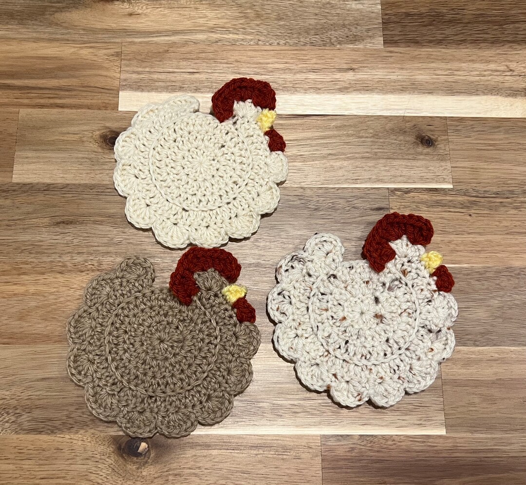 Crochet Chicken Coaster Pattern. Beginner Friendly! A Great Way to Use ...