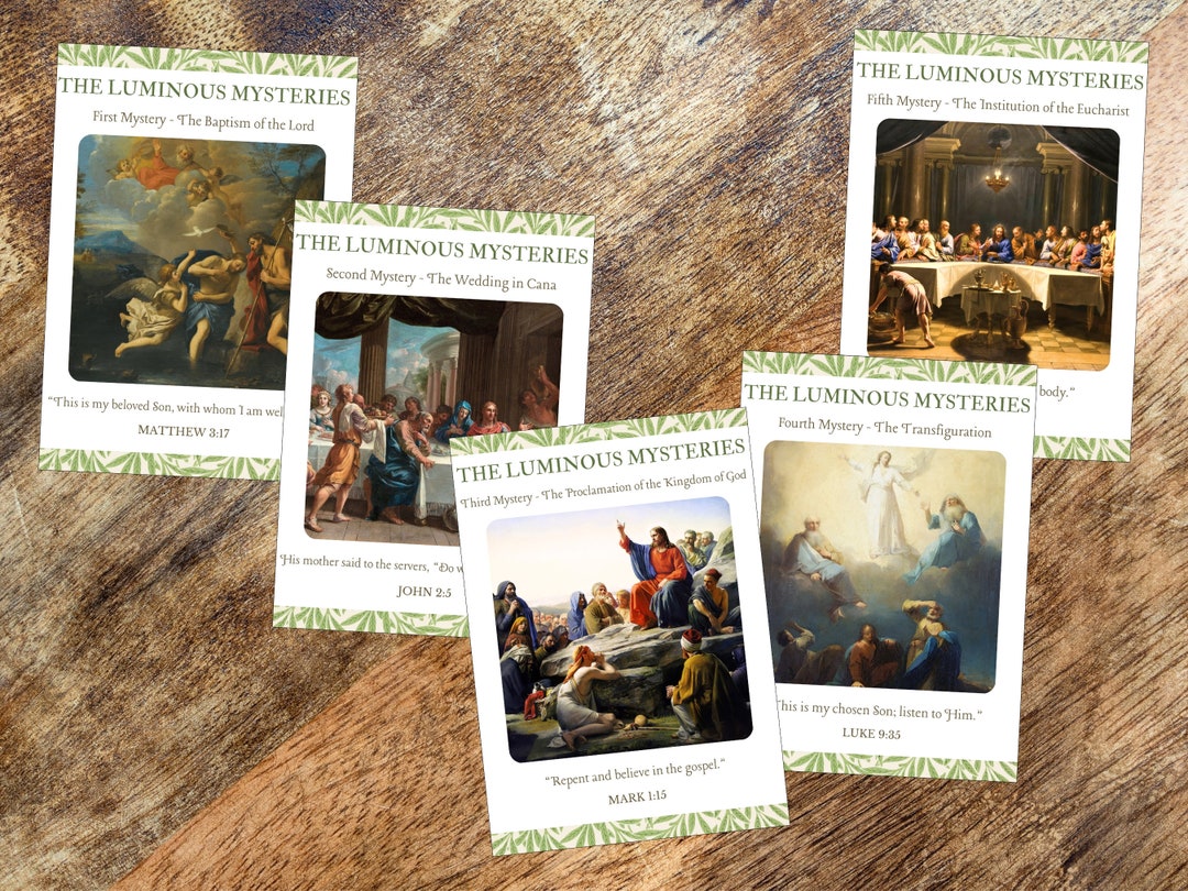 Rosary Luminous Mysteries Prayer Card Set - Etsy