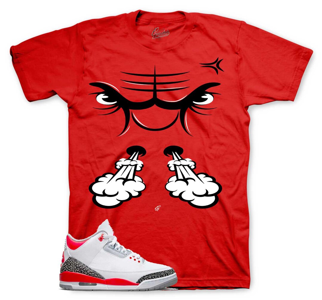 Sneaker Tees to Match Retro 3 Fire Red - Raging Face Shirt - Etsy