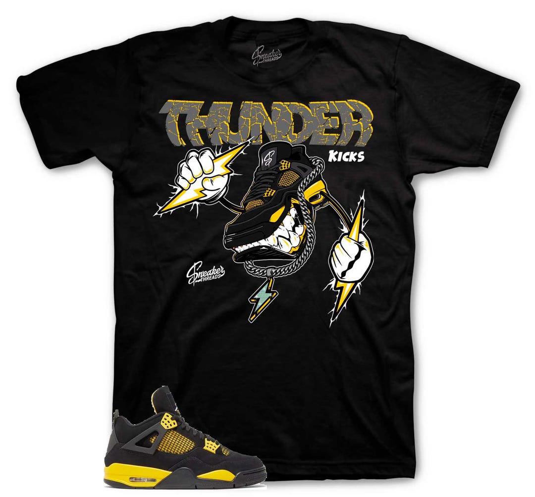 Sneaker Tees to Match Retro 4 Yellow Thunder - Fly Kicks Shirt - Etsy