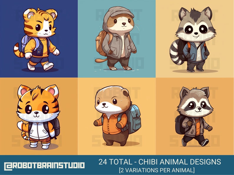 24 Chibi Animal Bundle | PNG | Clipart | Digital Downloads - Etsy