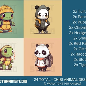 24 Chibi Animal Bundle | PNG | Clipart | Digital Downloads - Etsy