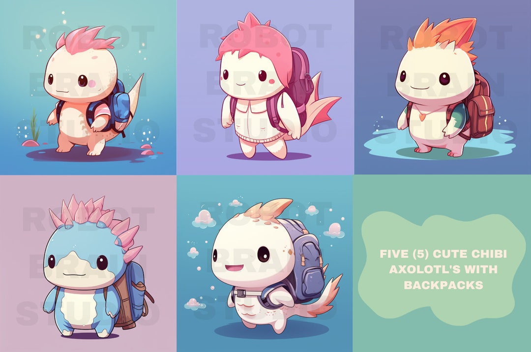Chibi Axolotl Bundle | PNG | Clipart | Digital Downloads - Etsy