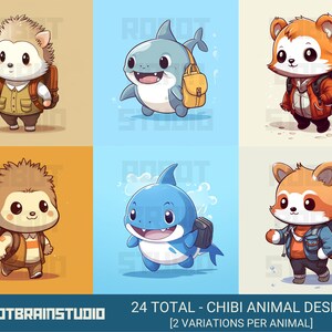 24 Chibi Animal Bundle | PNG | Clipart | Digital Downloads - Etsy