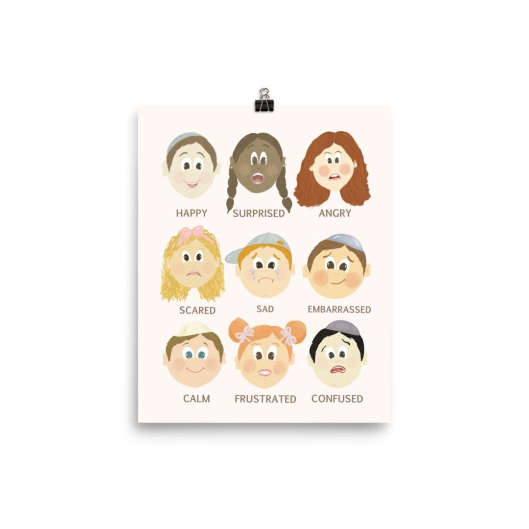 Emotions Poster Print Neutral | Kids Feelings Chart, Nursery Classroom ...