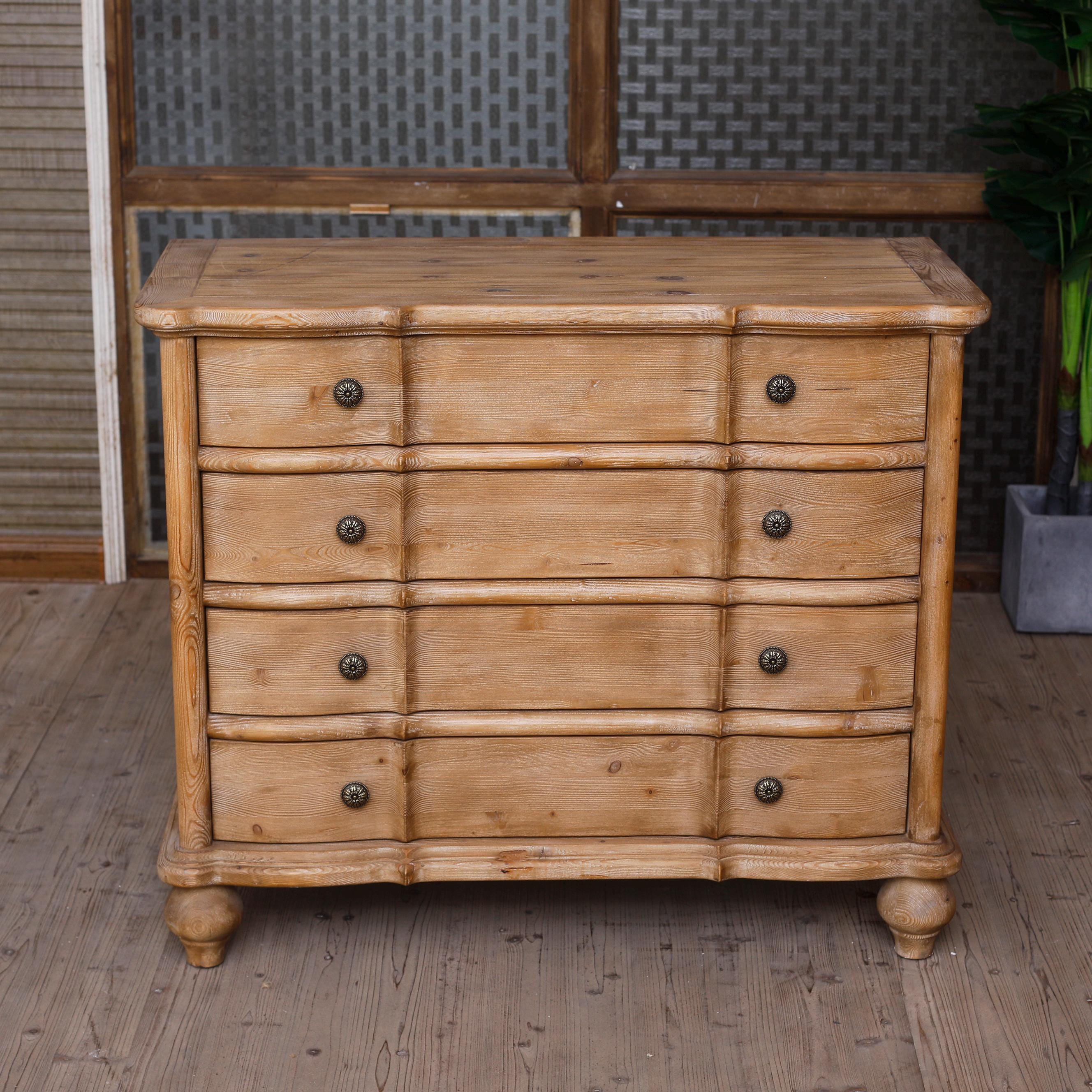 French Country Wood Dresser, Rustic 4 Drawer Farmhouse Storage Chest - Etsy
