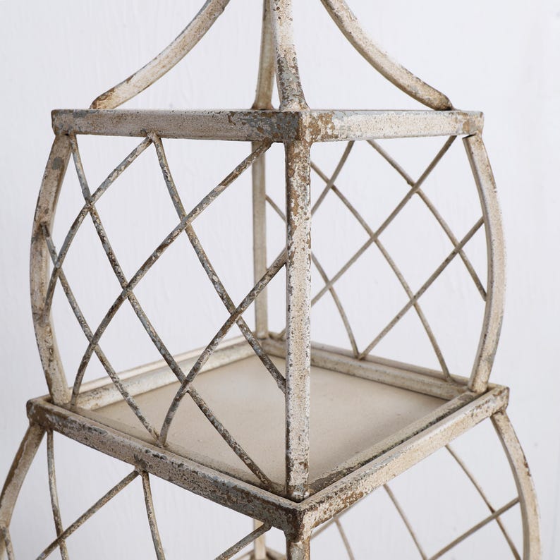 Rustic Metal Shelf Tower French Country Style Decorative Display Stand ...