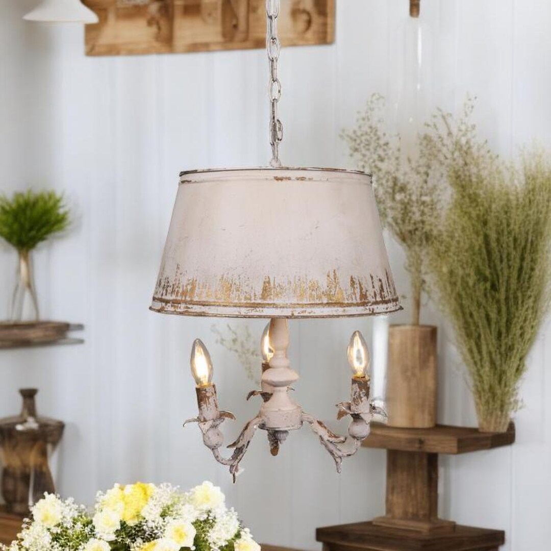 Rustic Shabby Chic Chandelier – French Country Ceiling Light – Vintage ...